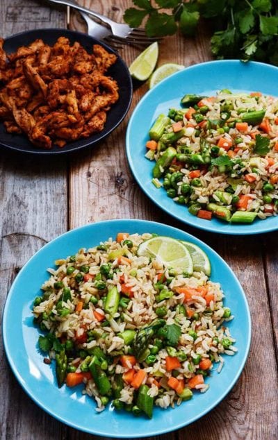 Vegan Spring Fried Rice - Healthier Steps