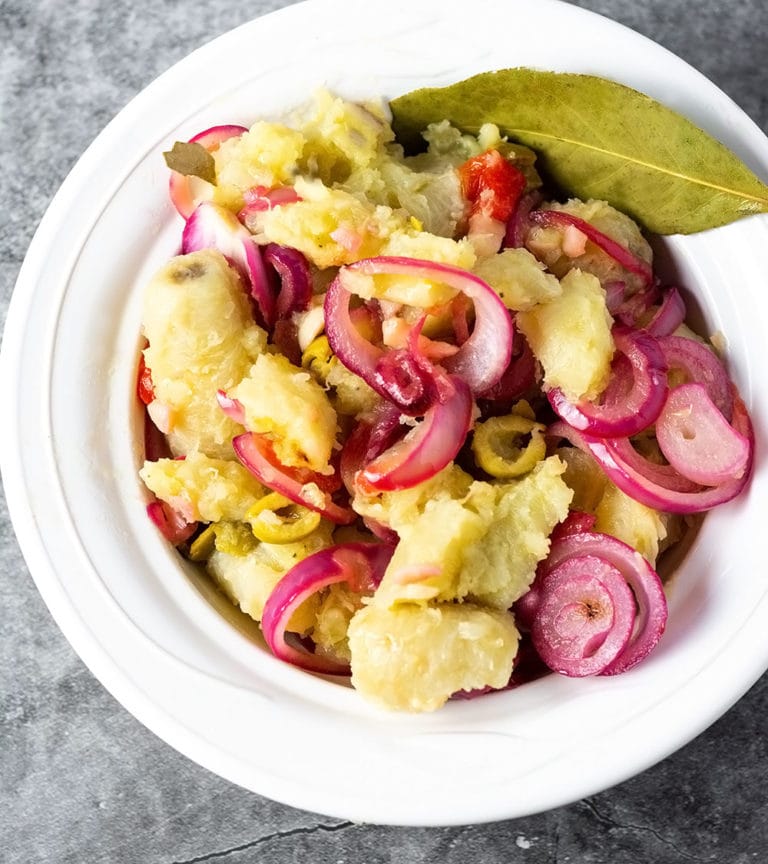 Guineos En Escabeche (Pickled Green Banana Salad) - Healthier Steps