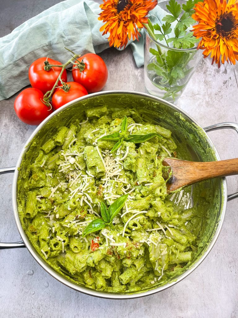 Penne Pasta Pesto - Healthier Steps