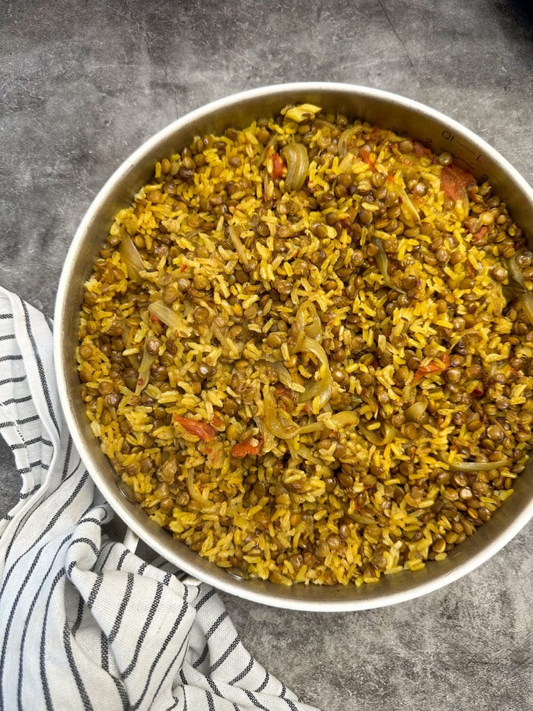 One Pot Brown Lentil Rice - Healthier Steps